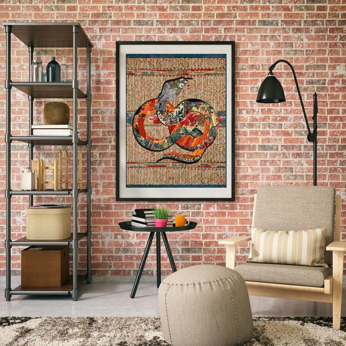 Medieval Tapestry Snake Collage Art | Digital Wall Print | Unique Boho ...
