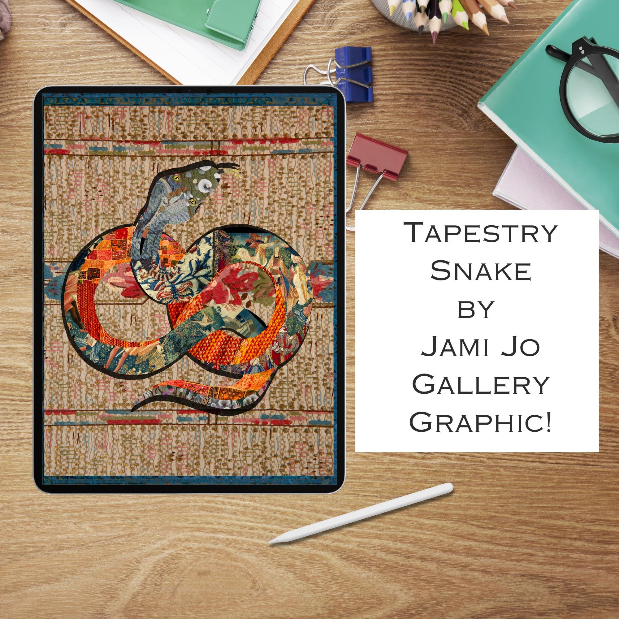 Medieval Tapestry Snake Collage Art | Digital Wall Print | Unique Boho ...