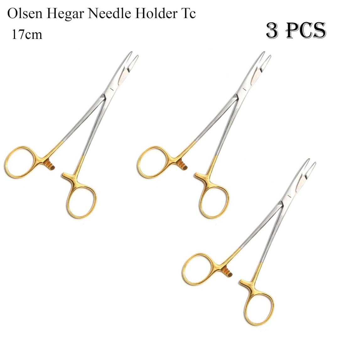 TC Olsen Hegar Needle Holder Driver 17cm 7" Tungsten Carbide Inserts 3 ...
