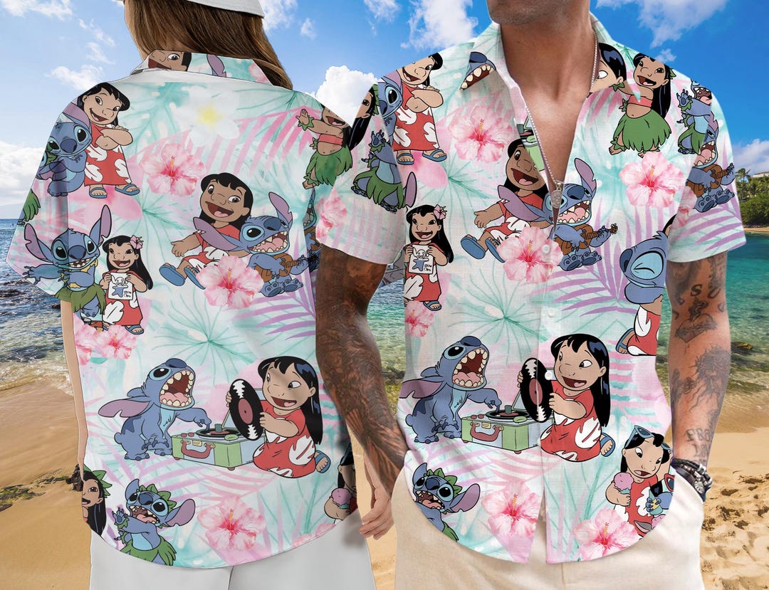 Lilo and Stitch Hawaiian Shirt, Disney Tropical Hawaiian Shirt, Stitch ...
