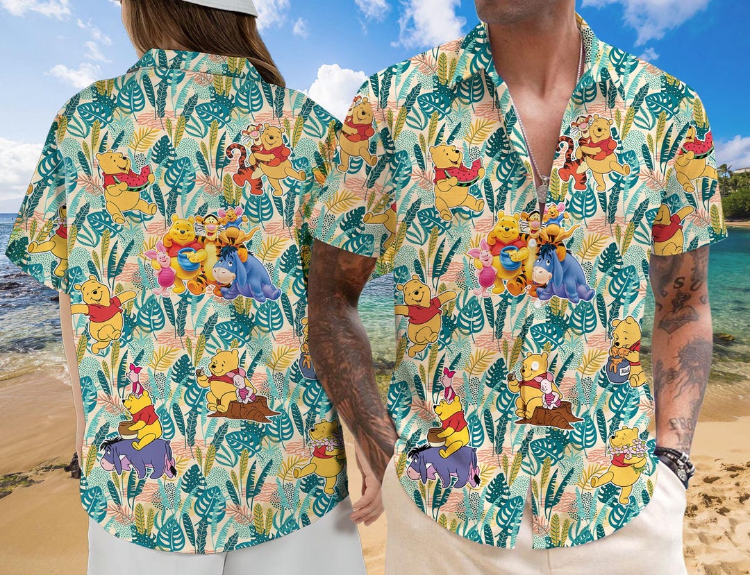 Winnie the Pooh Hawaiian Shirt, Pooh and Friends Hawaiian Shirt, Pooh ...