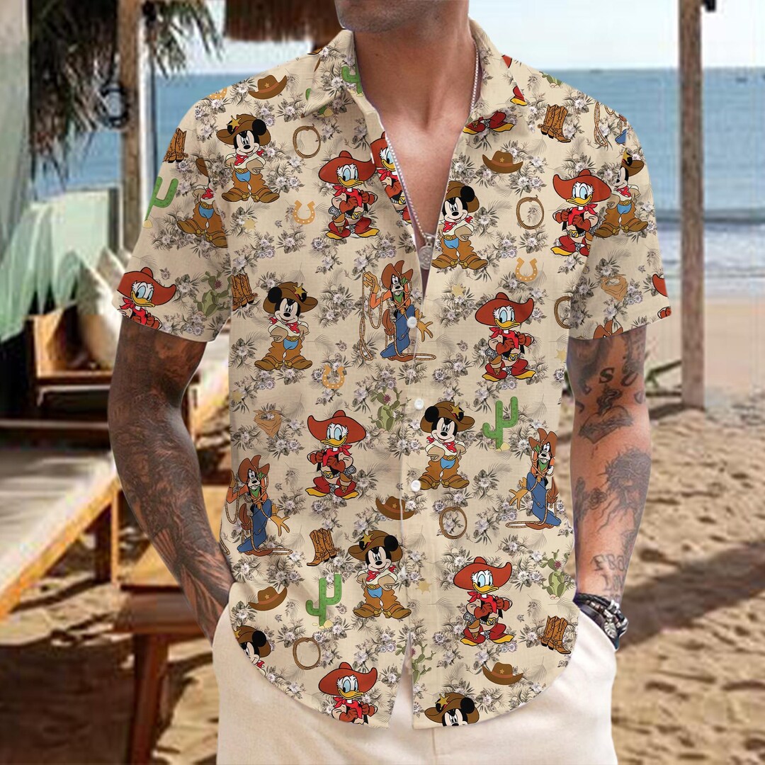 Disney Western Country Hawaiian Shirt, Disney Western Cowboy Shirt ...