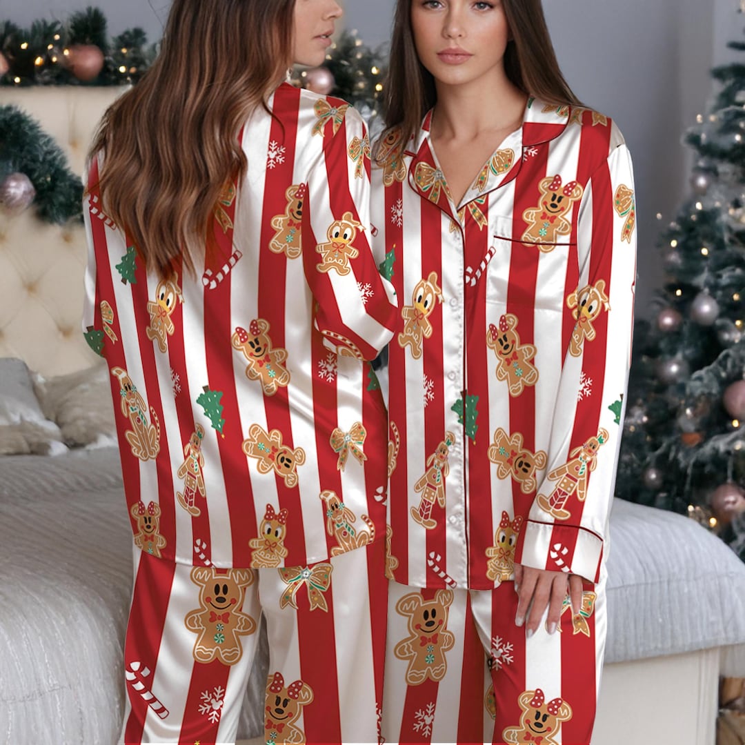 Disney Christmas Satin Pajamas Set, Mickey and Friends Gingerbread ...