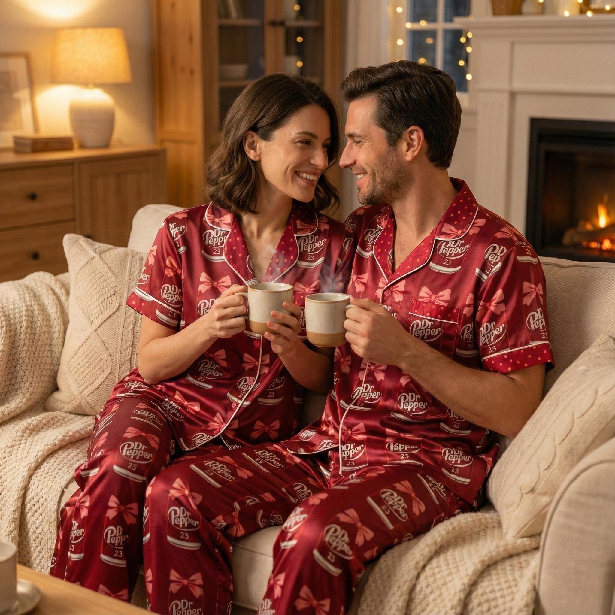 Dr Pepper Pajamas Women, Coquette Bow Satin Sleepwear, Funny Soda Can ...