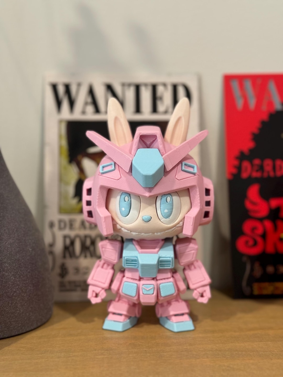 Pink Gundam X Labubu Figure – 15cm | Cute Mecha Bunny Collectible ...