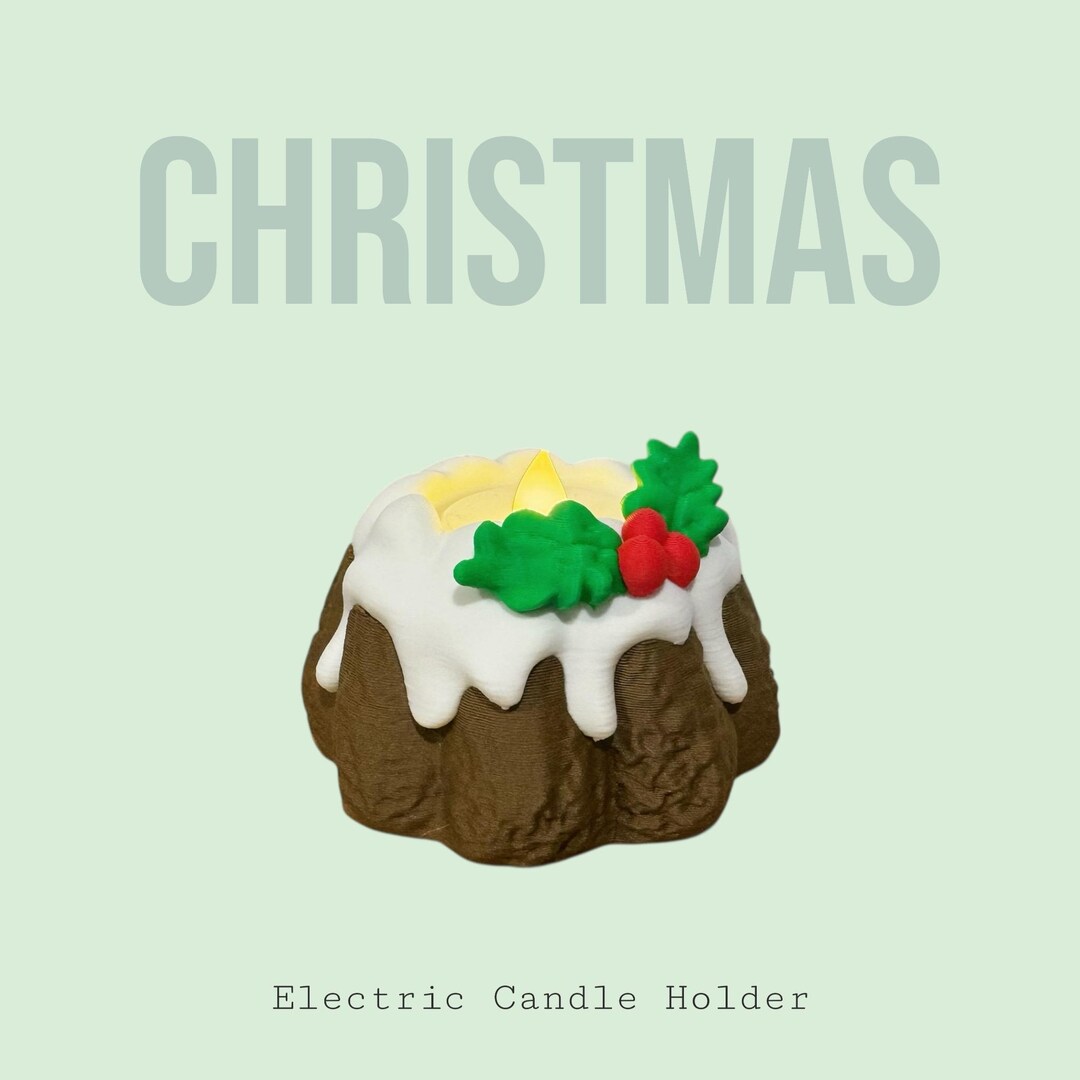 Christmas Pudding Electric Candle Holder – 3D Printed Holiday Décor ...