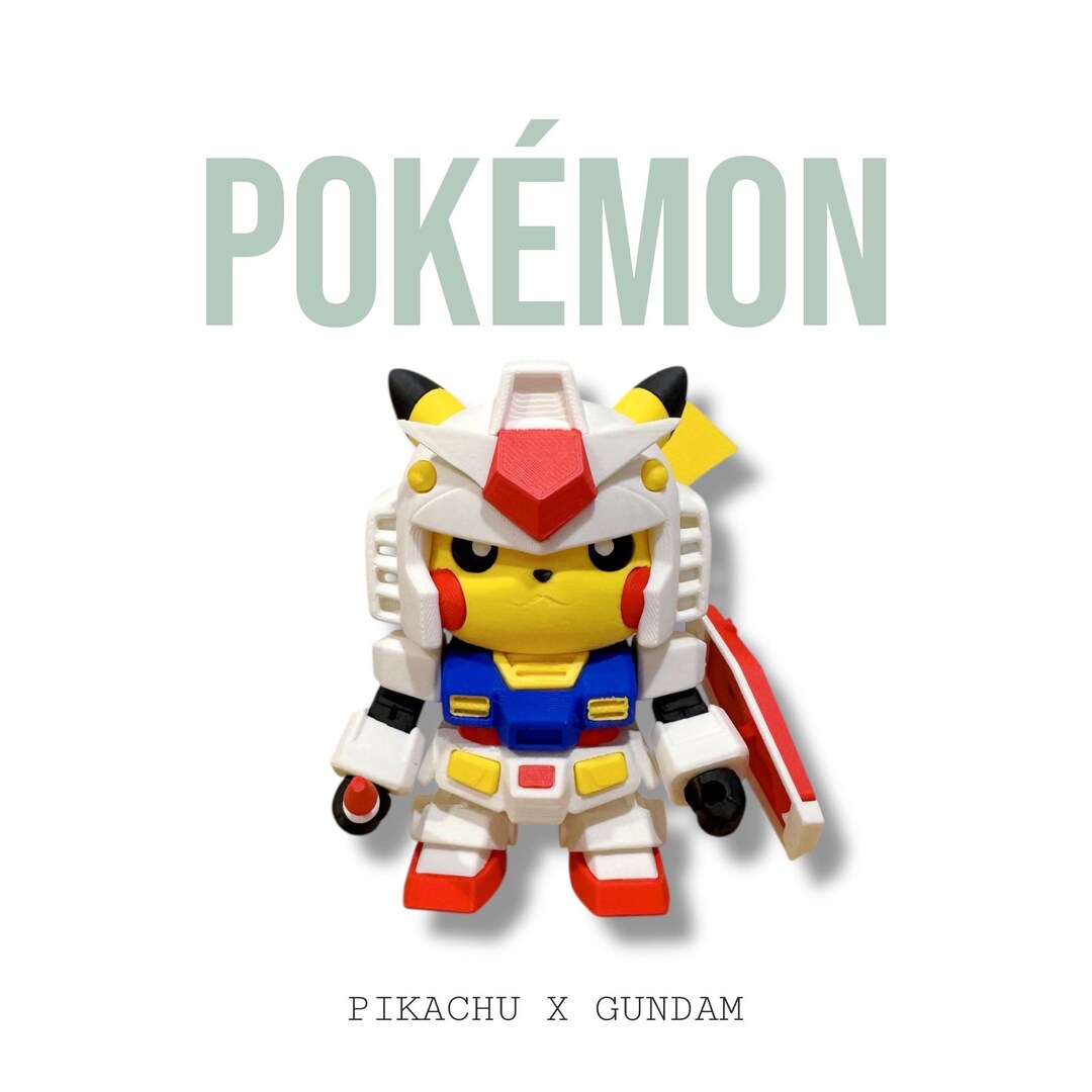 Gundam Pika Figure – 3D Printed Anime Mecha Crossover Collectible 15cm ...