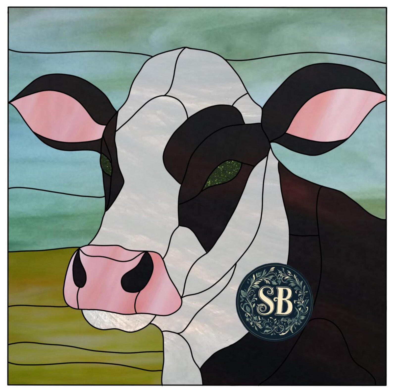 Cow in Pasture Stained Glass Pattern - Etsy