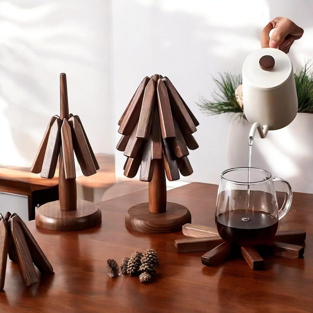 Cup Wooden Coasters | Mug Trivets for Decoration Made From Walnut Tree ...