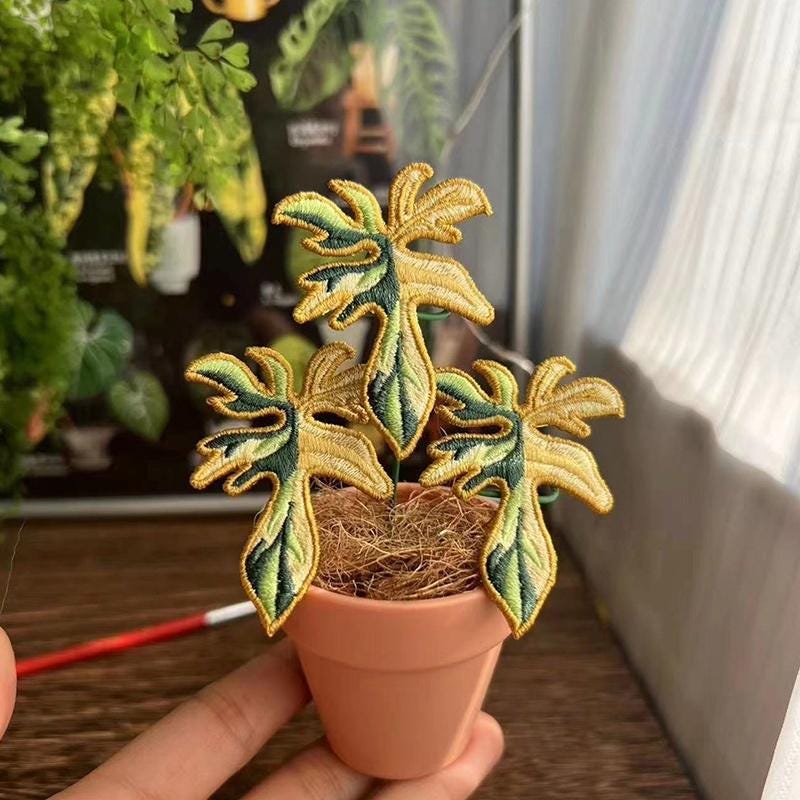 Embroidery Botanical Decor,plant Lover Gifts,3-d Embroidered Plant ...