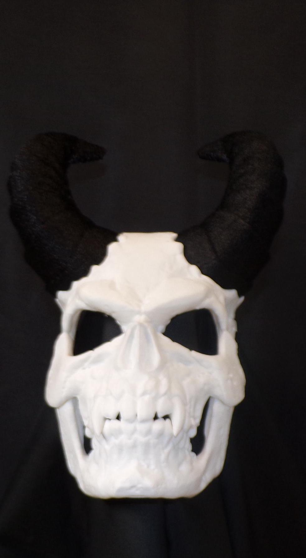 White Demon Mask With Black Horns-cosplay Mask Gothic Fantasy Demon ...