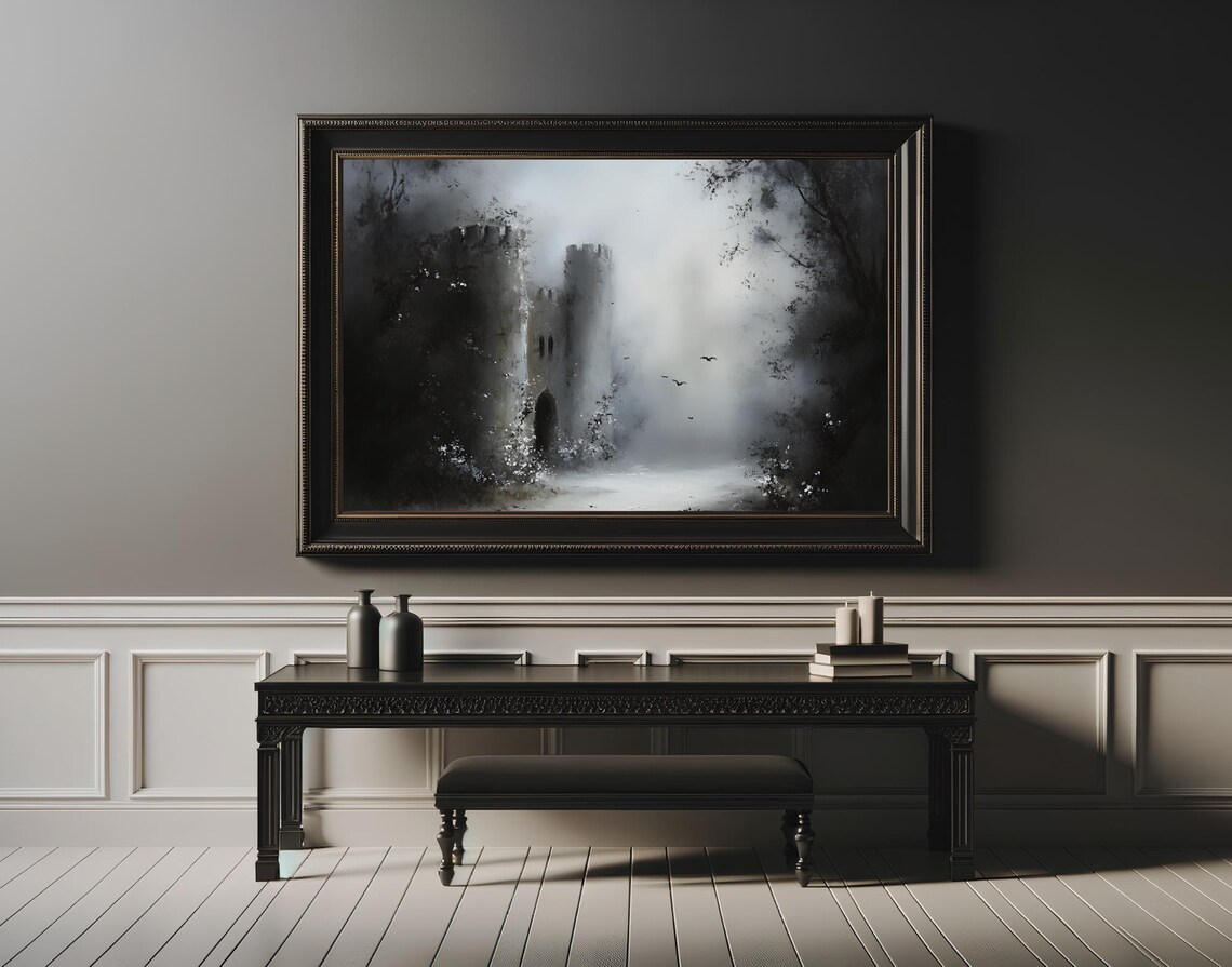 Ruins Painting | Horror Decore | Castle Ruins Print | Dark Digital ...