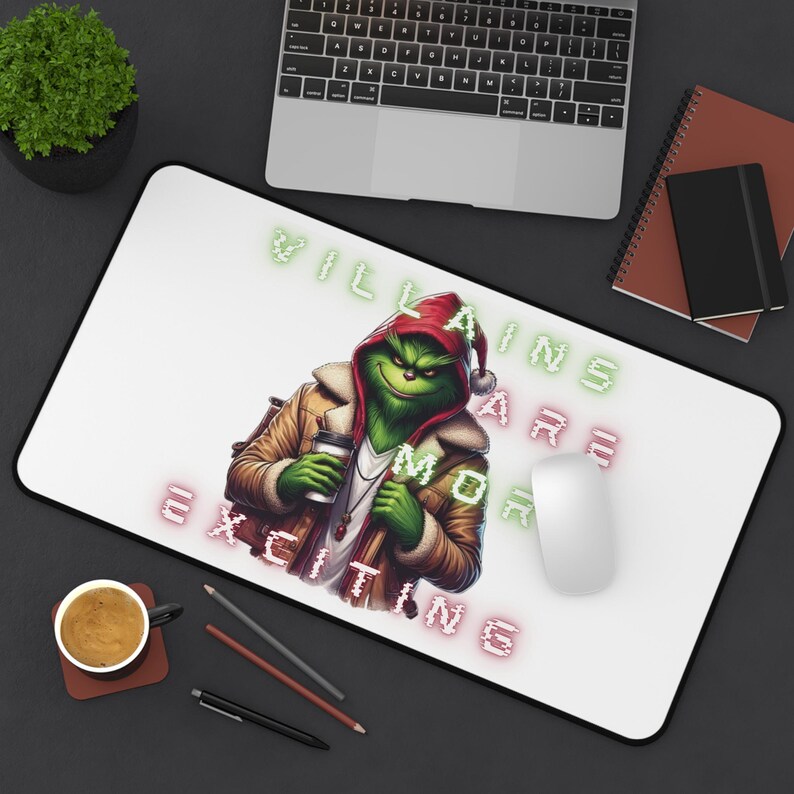 Grinch Desk Mat, Christmas Office Decor, Holiday Desk Accessory ...