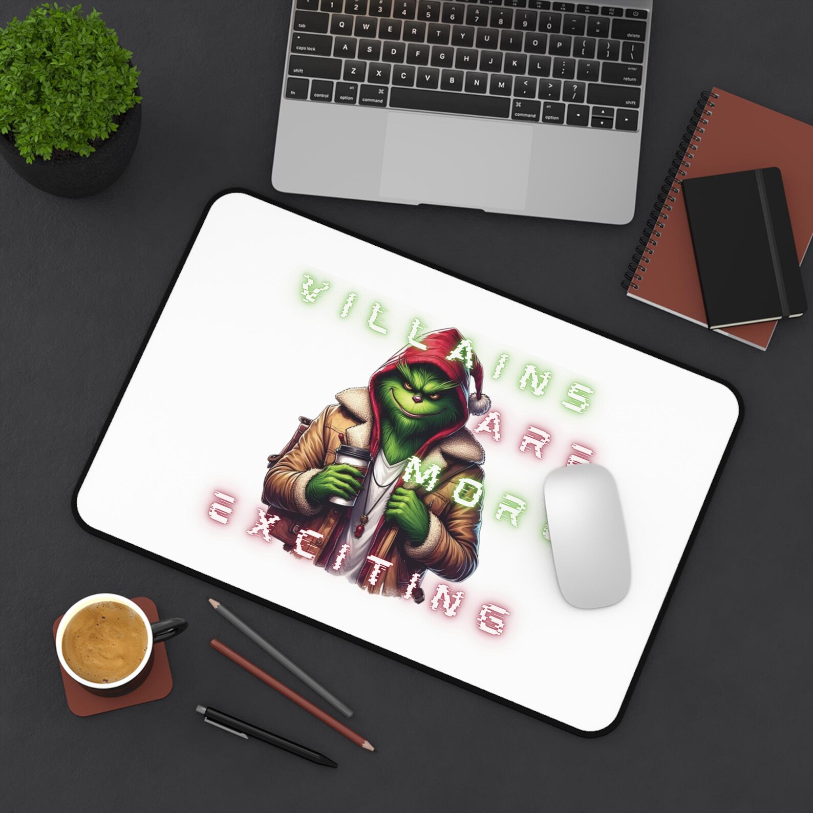 Grinch Desk Mat, Christmas Office Decor, Holiday Desk Accessory ...