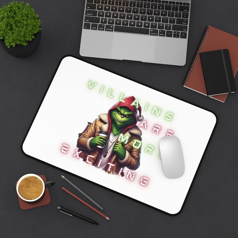 Grinch Desk Mat, Christmas Office Decor, Holiday Desk Accessory ...