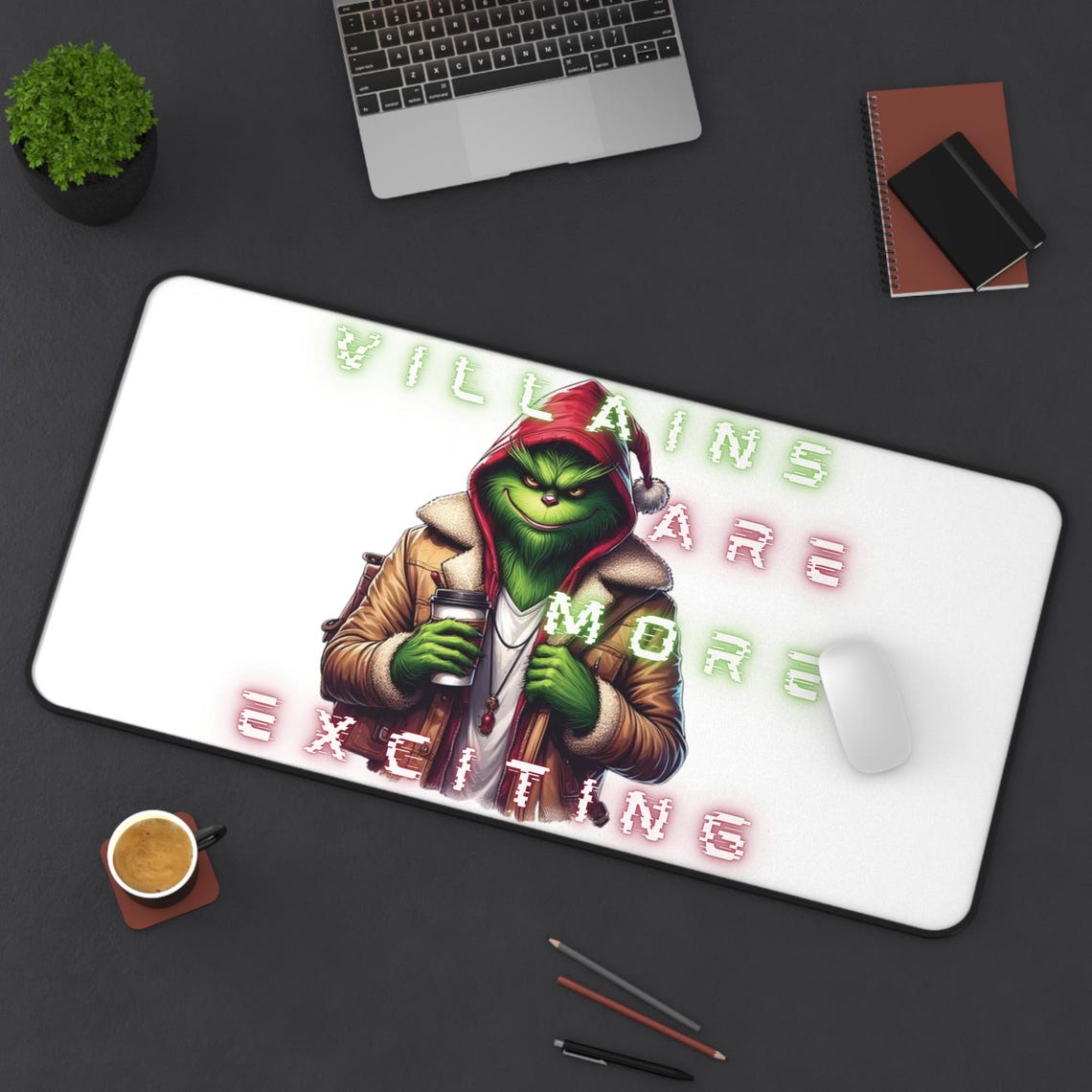 Grinch Desk Mat, Christmas Office Decor, Holiday Desk Accessory ...