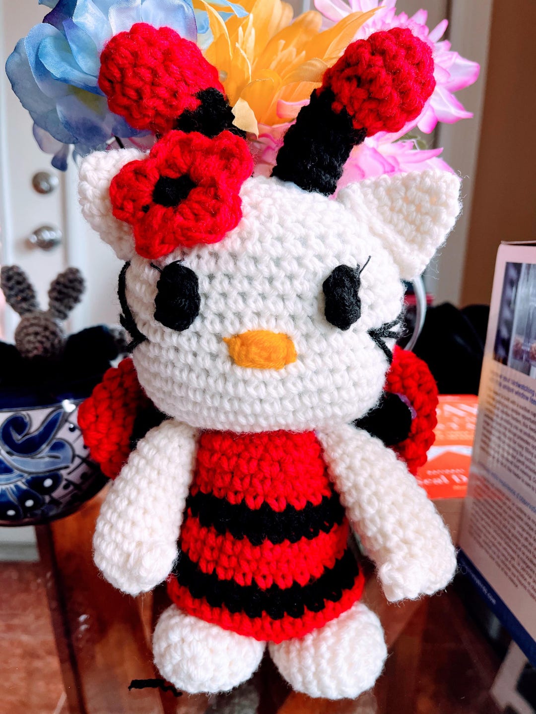 Crochet Hello Kitty Doll Ladybug, Amigurumi Crochet Doll, Crochet Plush ...