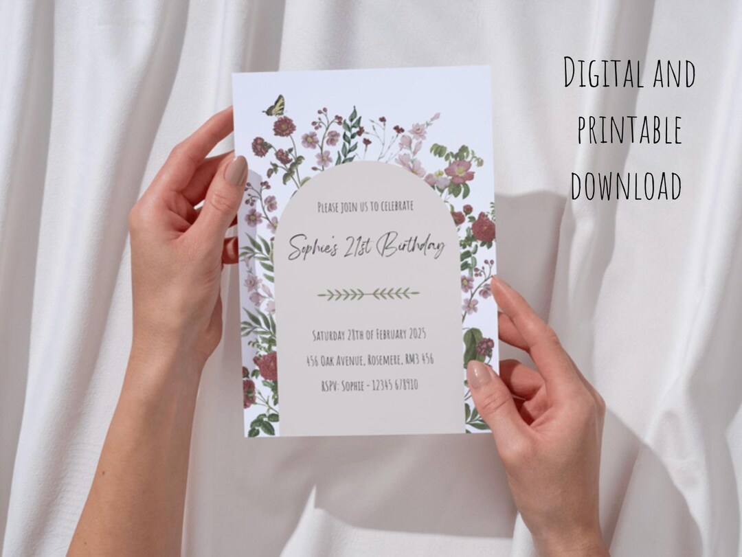 Editable Floral Invitation Template - Etsy
