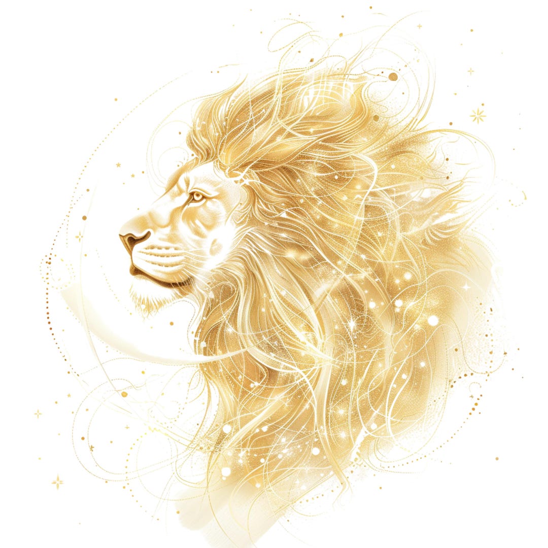 Golden Lion Clipart – Digital Art Print PNG – Transparent & White ...