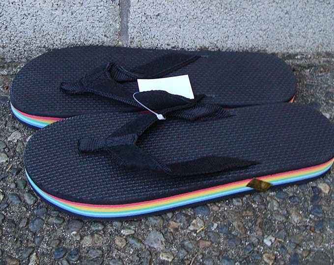 Vintage 1980s Deadstock Rainbow Flip Flops Thongs Sandals Womens 12 ...