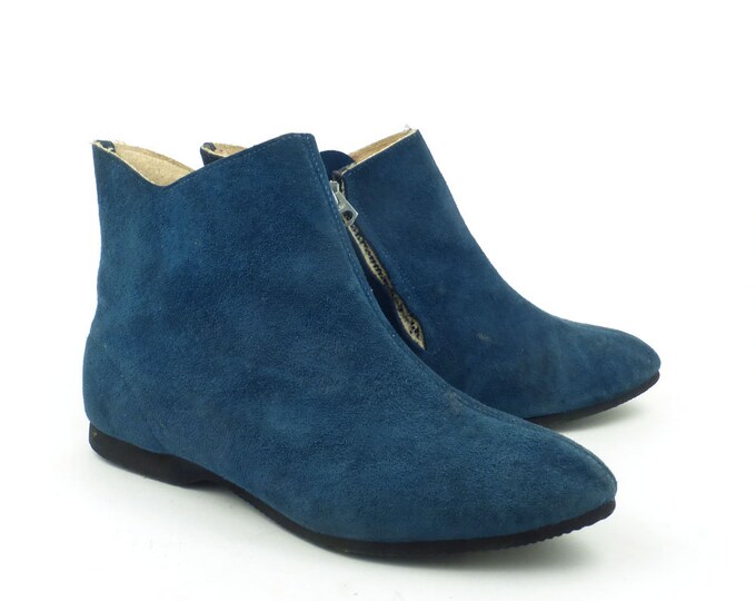 Blue Mod Boots Vintage 1960s Blue Suede Shoes Ankle Short - Etsy