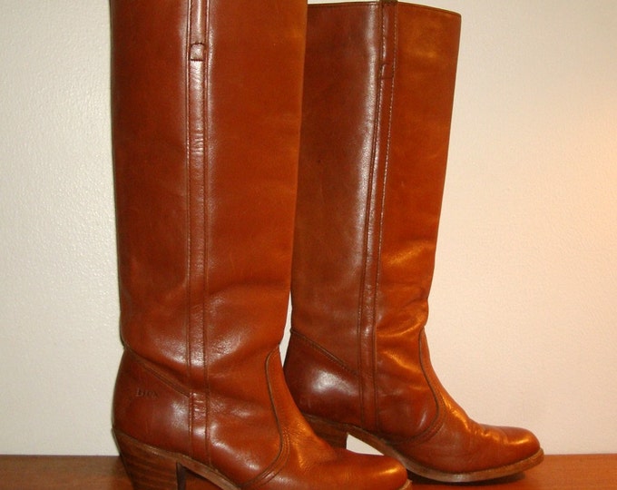 Vintage 70's Dex Dexter Boots 8 1/2 Saddle Brown Stacked Heel - Etsy