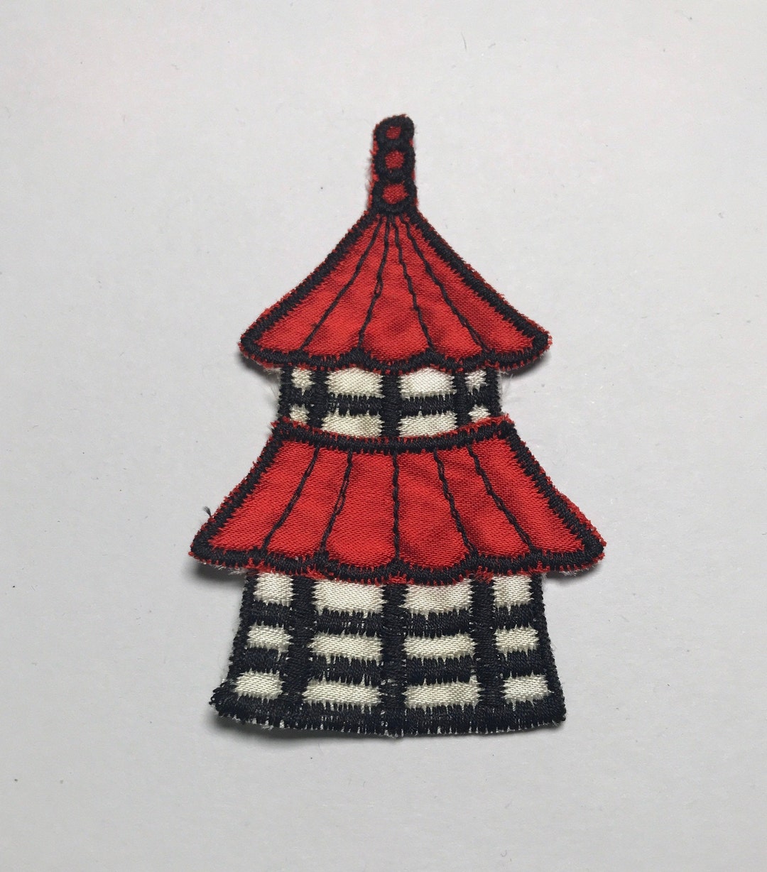 Pagoda Embroidered Patch Vintage 1970s Sew on Patch Satin Emblem - Etsy