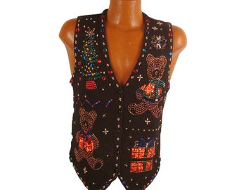 Ugly Christmas Sweater Vintage Cardigan Vest Holiday Tacky | Etsy