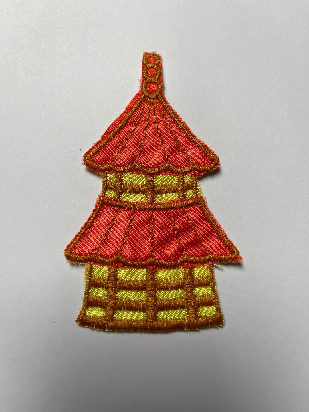 Pagoda Embroidered Patch Vintage 1970s Sew on Patch Satin Emblem - Etsy