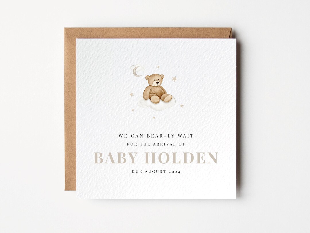 Baby Bear Card, Baby Shower Card, Bear Baby Shower Theme, Parents to Be ...