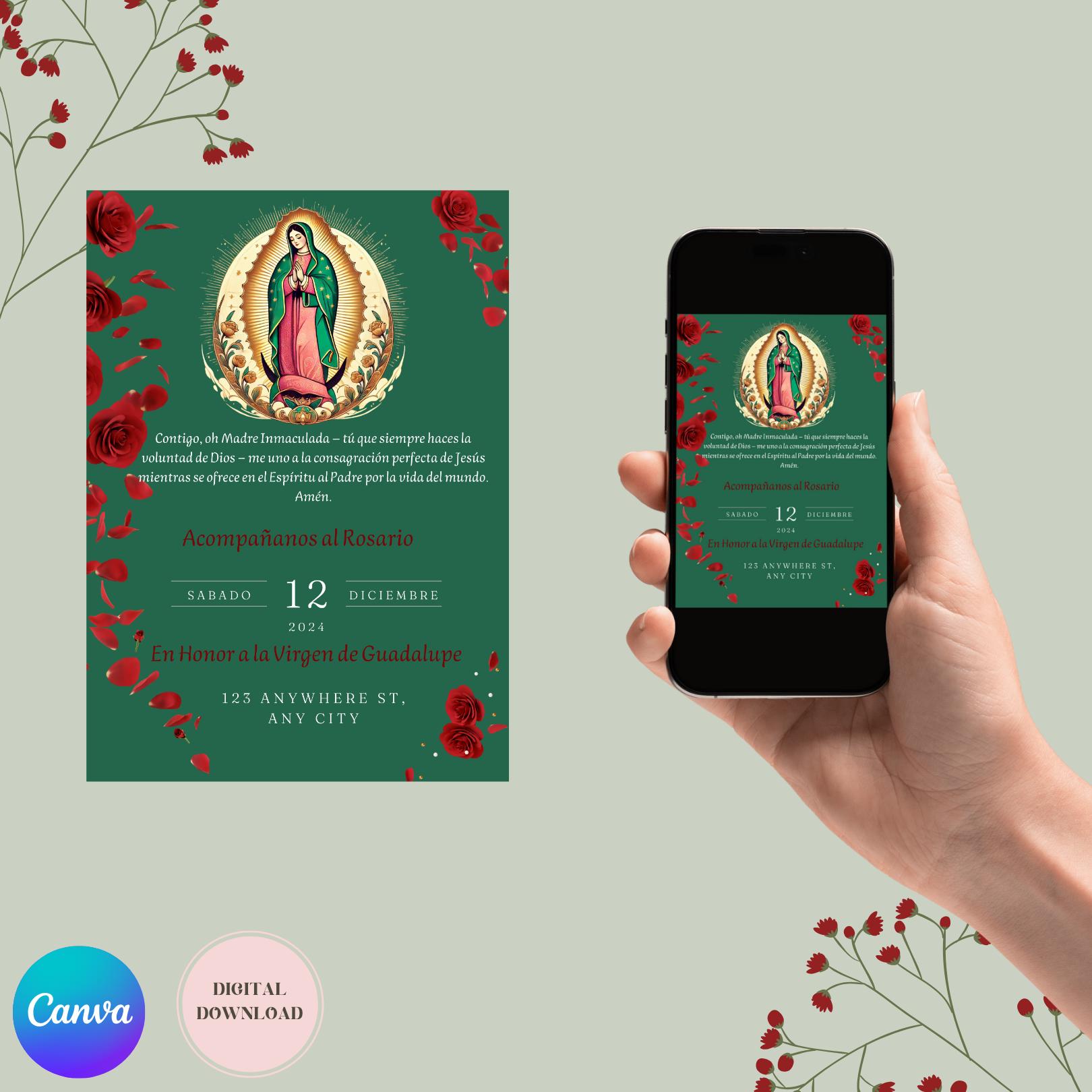 Virgen De Guadalupe Invitation, Printable Invitation, Digital ...