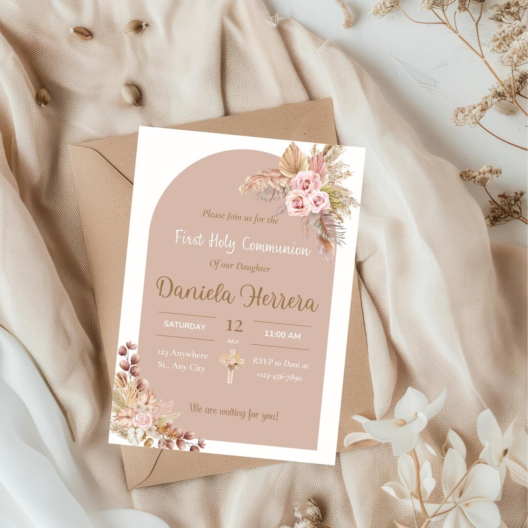 First Communion Invitation,printable Invitation, Digital Invitation ...