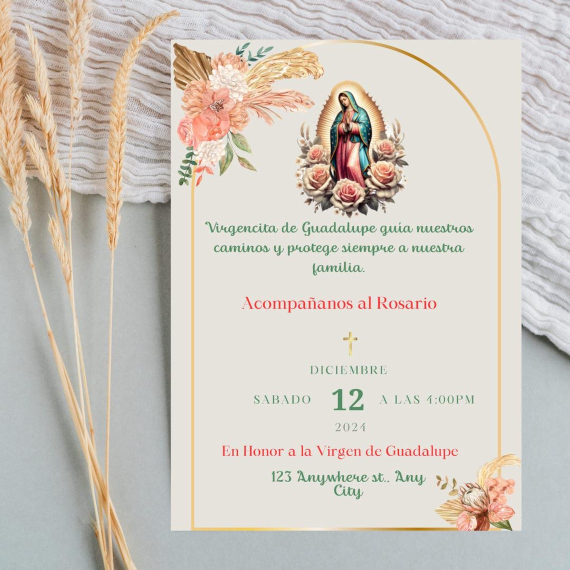 Invitación Virgen de Guadalupe, Invitación Digital Imprimible. - Etsy ...