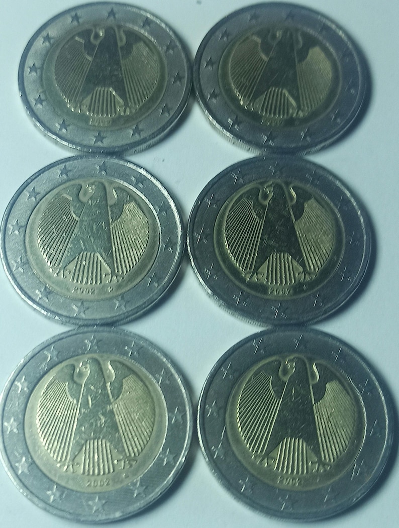 German 2 Euro Coins Complete Set 2002 EAGLE Very Rare - Etsy