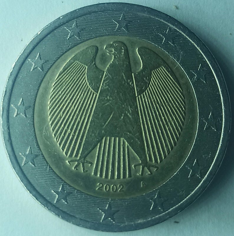 German 2 Euro Coins Set 2002 EAGLE Very Rare - Etsy