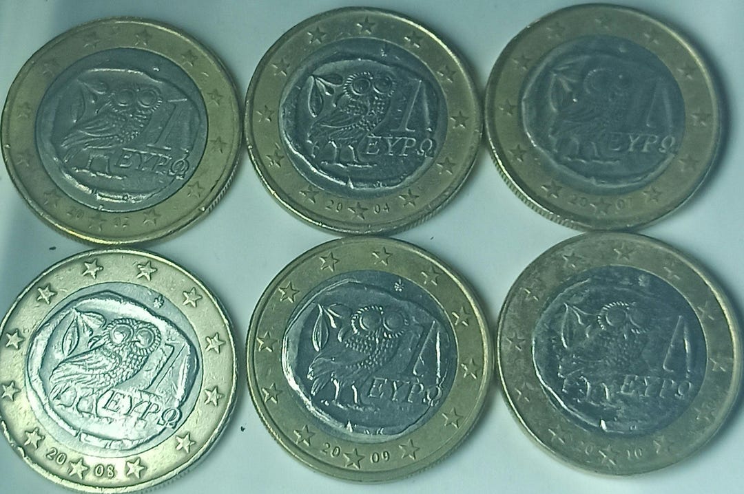 Greek 1 Euro Coin Set THE OWL - Etsy