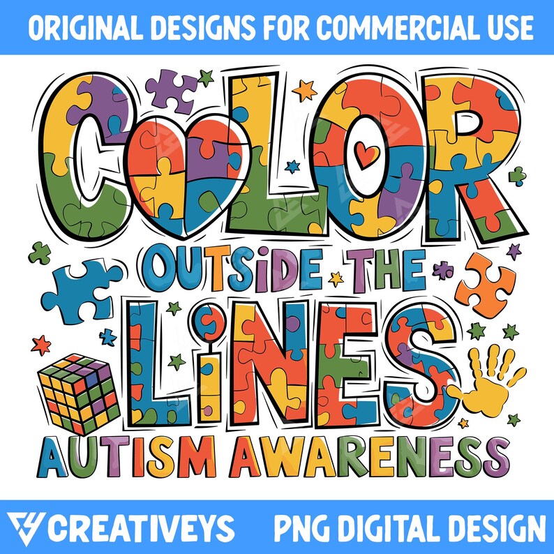 Autism Awareness Png: Color Outside the Lines Design (digital Download ...