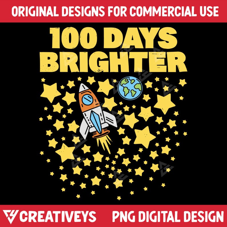 100 Days Brighter Png, 100 Days Sublimation Design , 100th Day of ...