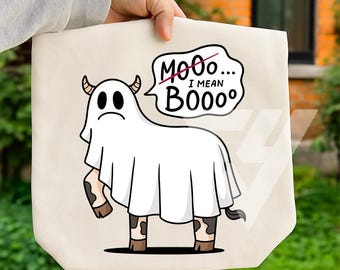 Moo I Mean Boo Png, Boo Spooky Cow Halloween Png, Funny Halloween Shirt ...