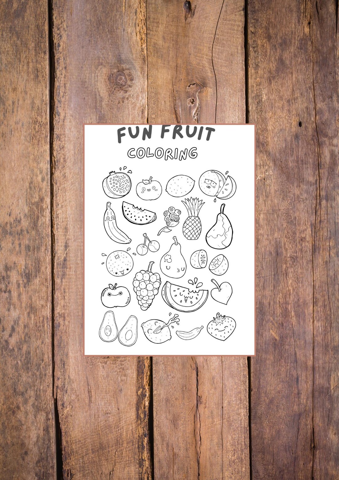 Fun Fruit Coloring Page - Etsy