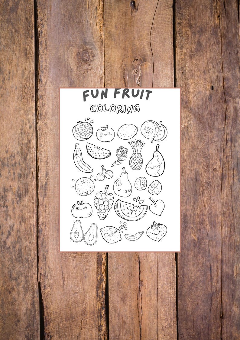 Fun Fruit Coloring Page - Etsy