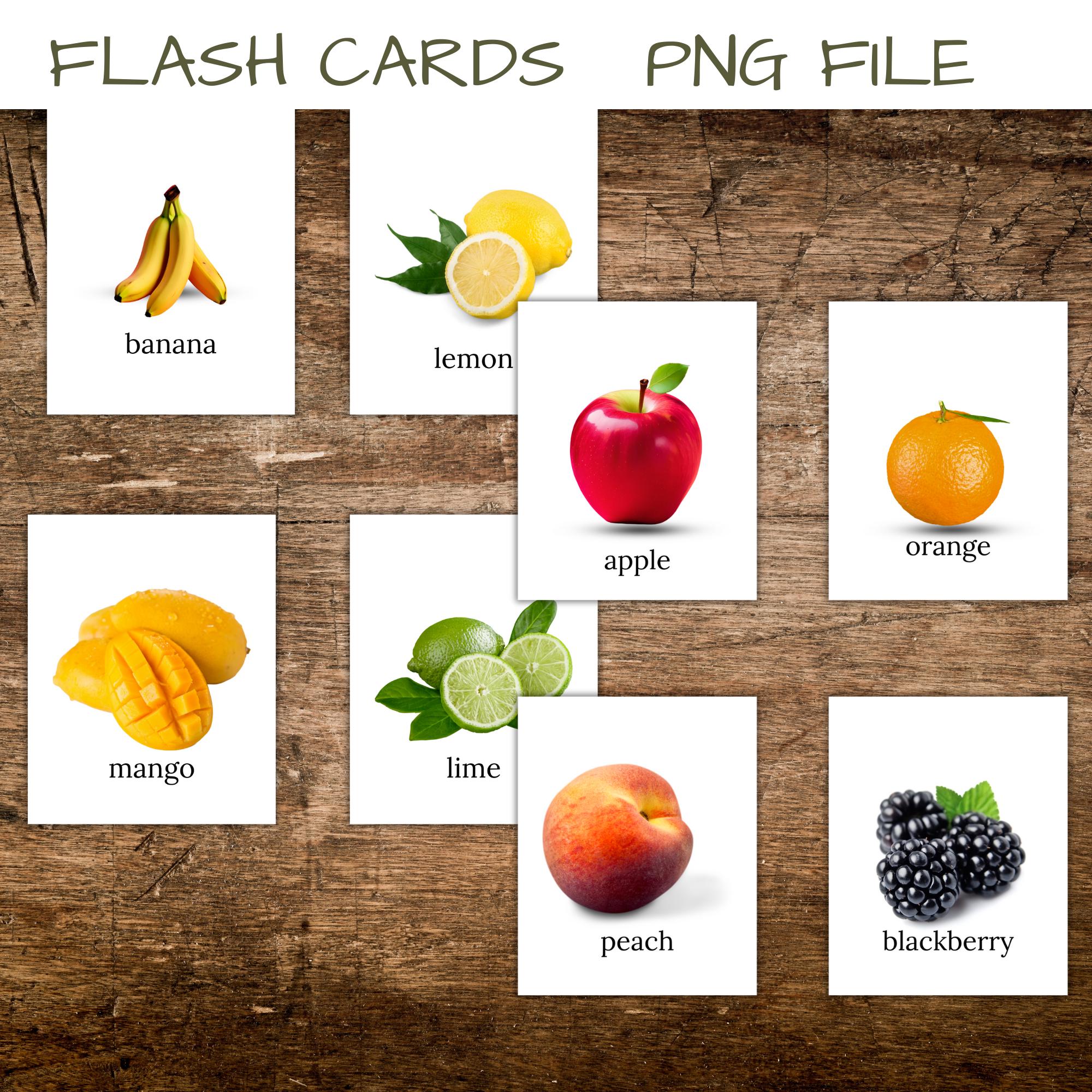 30 Printable Fruit Names , Educational Children Flash Cards , Free ...