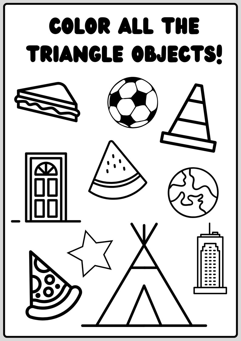 Triangles Objects Coloring Page - Etsy