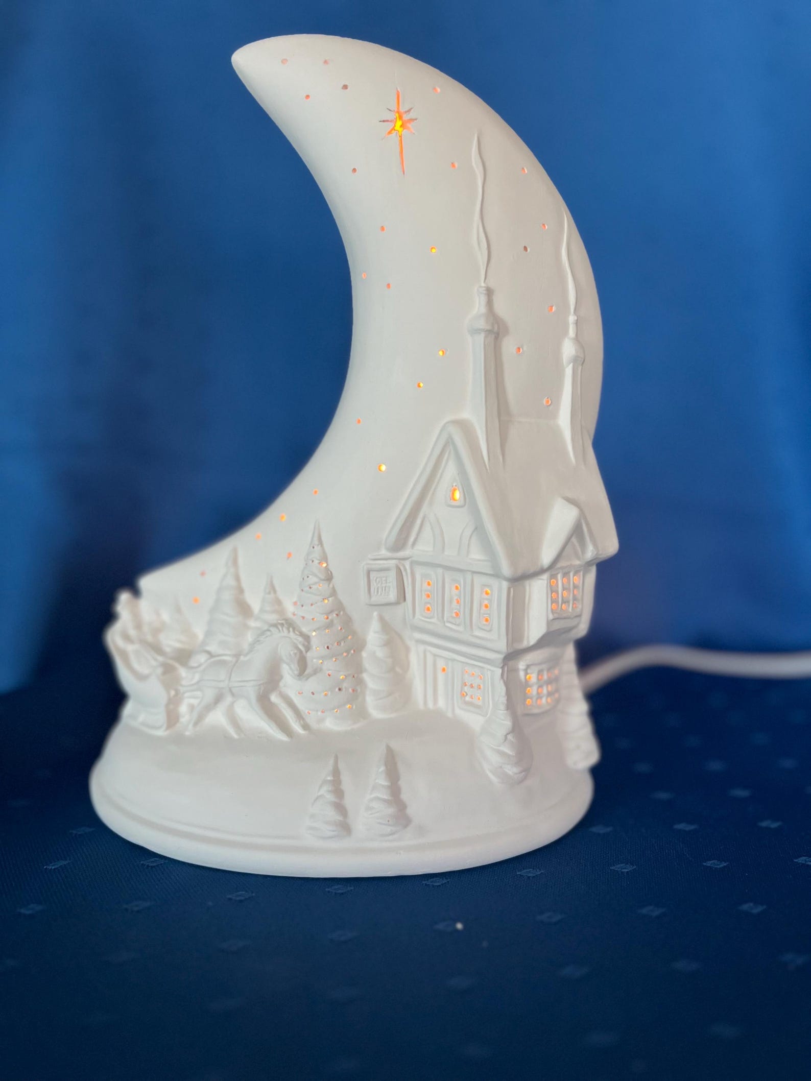Quality Ceramic Bisque Lighted Moon - Etsy