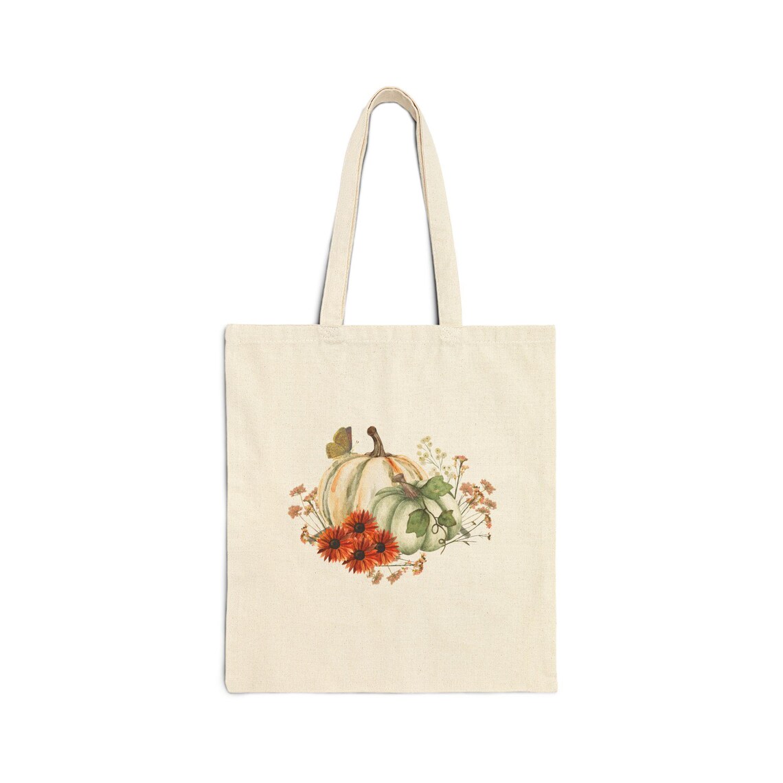 Autumn Harvest Tote Bag, Eco-friendly Shopping Bag, Pumpkin Floral ...