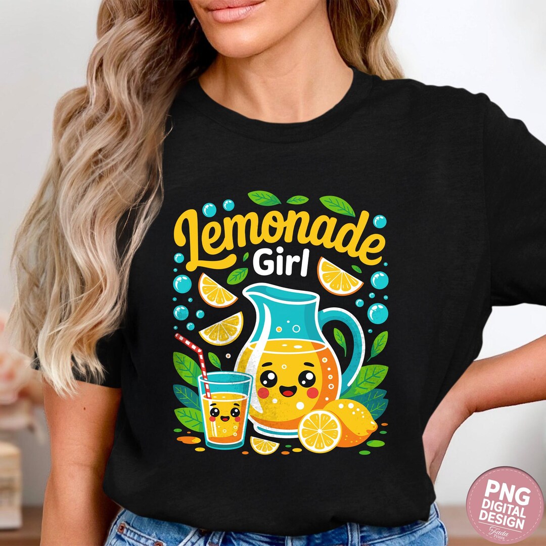 Lemonade Girl PNG, Cute Kawaii Lemon Juice Summer Tee for Kids, Lemon ...