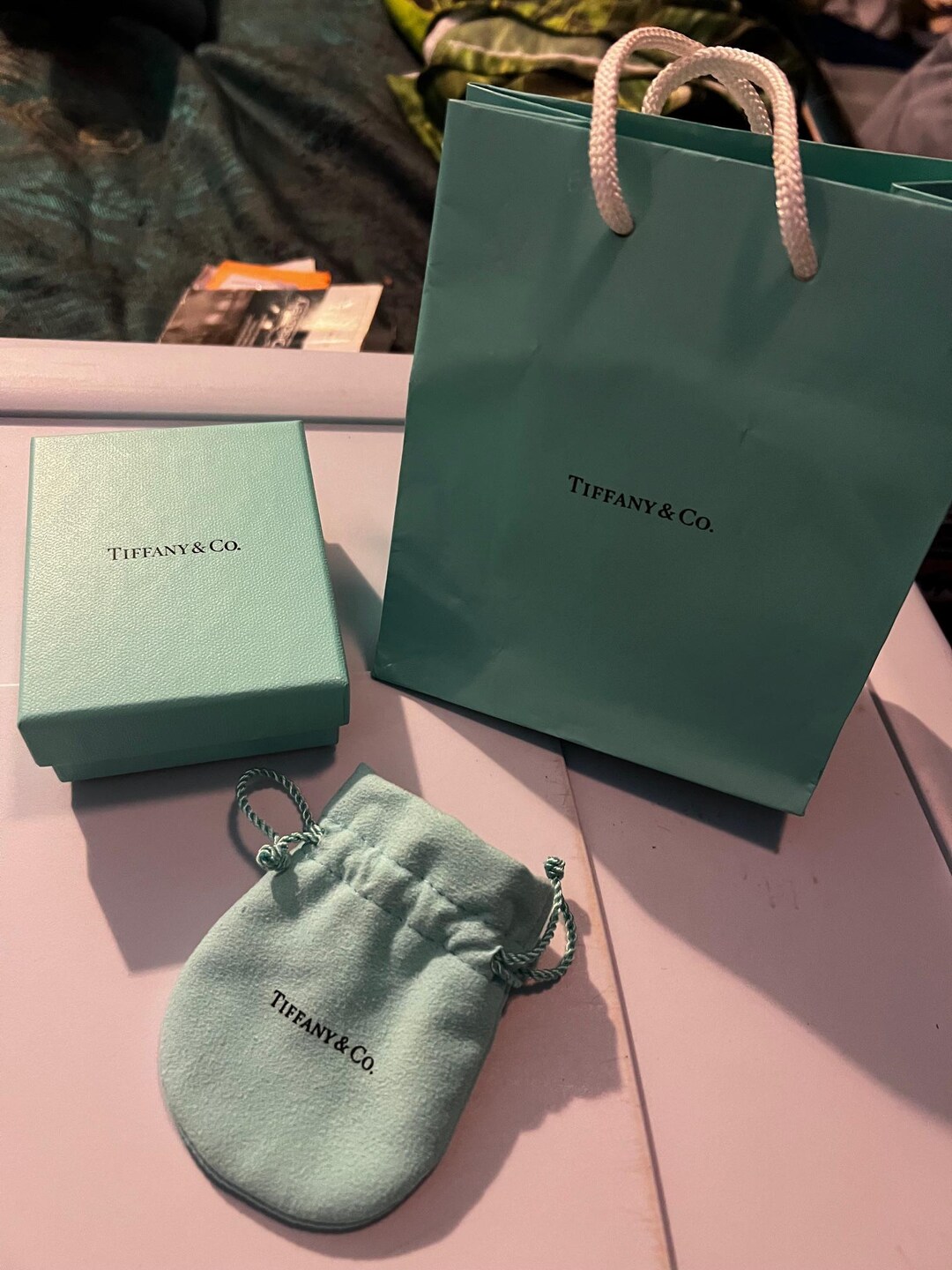 TIFFANY & Co. Empty Packaging Blue Box Pouch Ribbon Shopping Bag Set - Etsy
