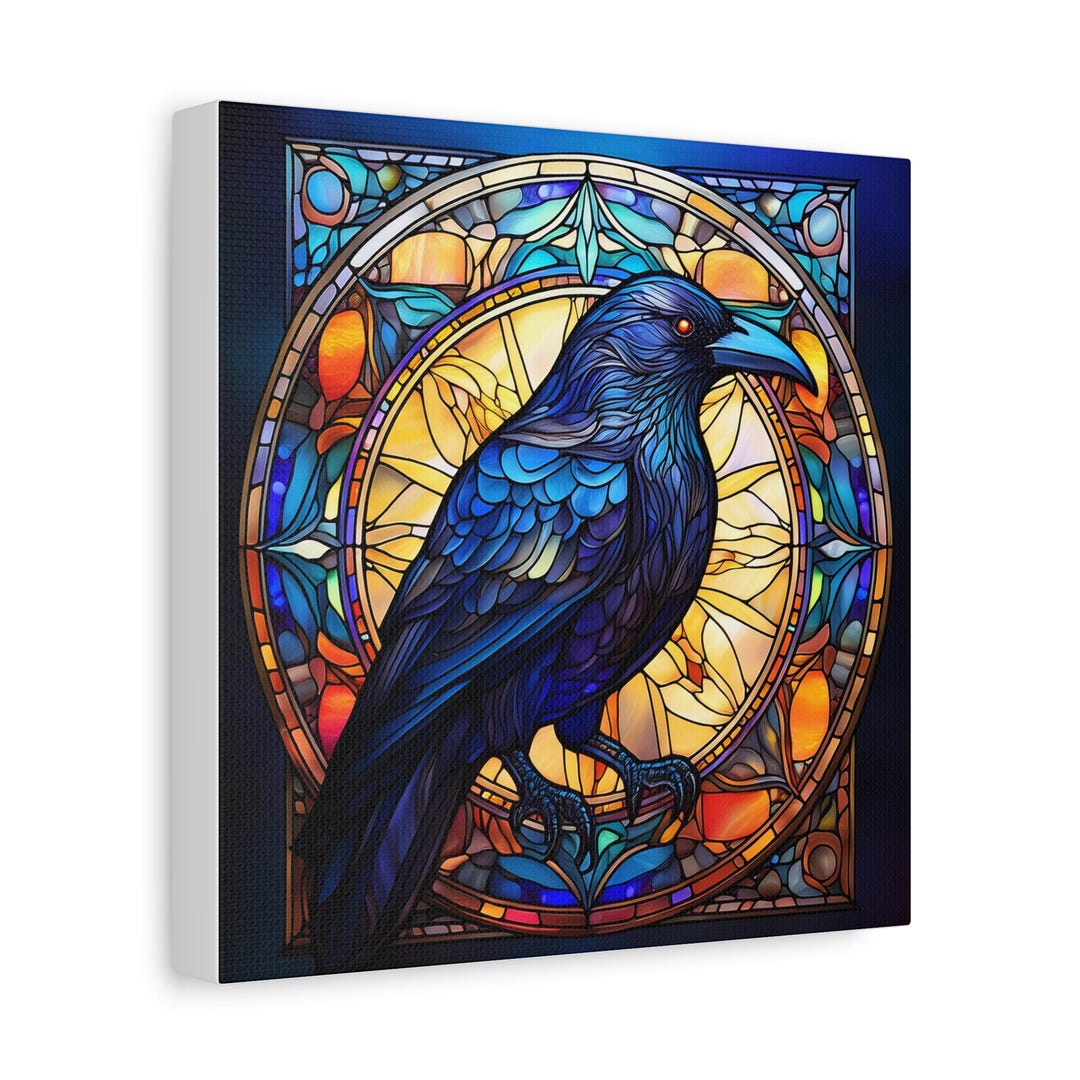 Stained Glass Raven, Matte Canvas, Stretched, Multiple Sizes - Etsy