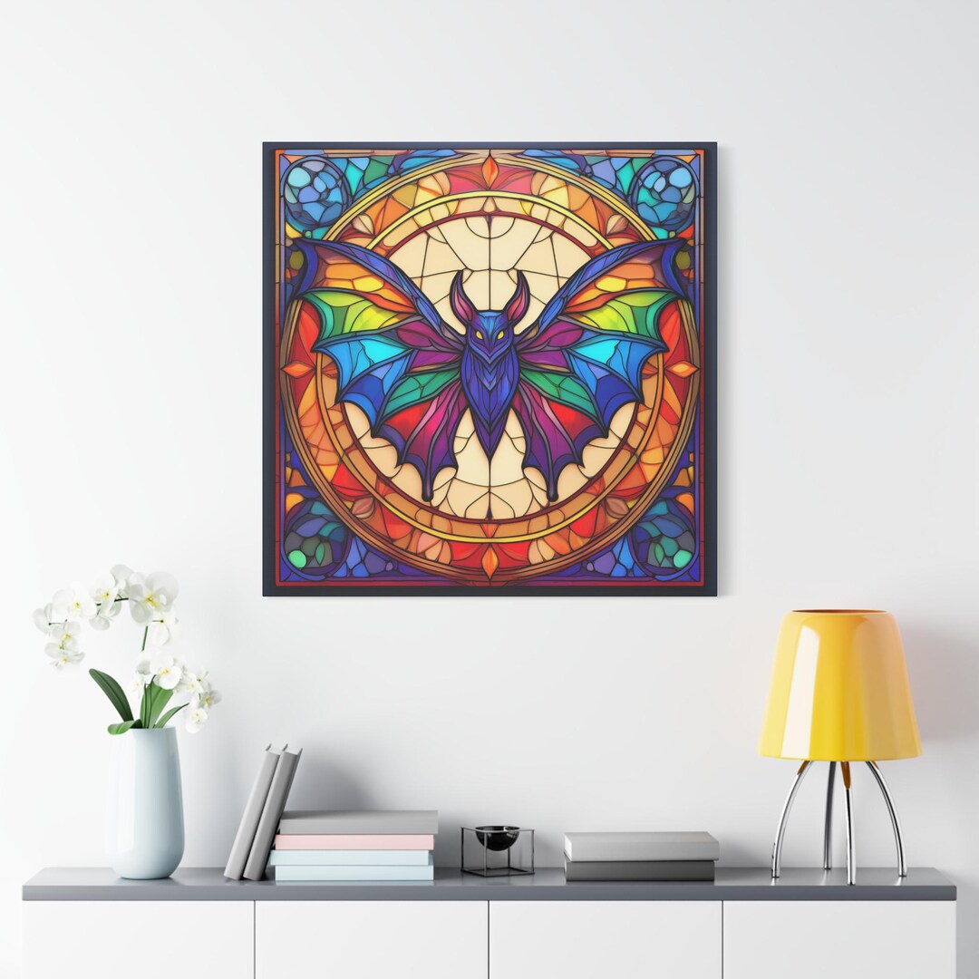 Stained Glass Bat Design Matte Canvas, Stretched, Multiple Sizes - Etsy