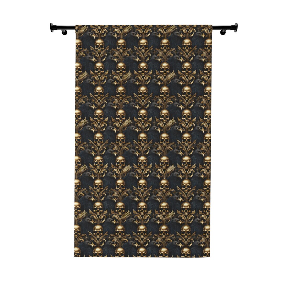 Art Deco Style Skull and Raven Window Curtains (1 Piece) - Etsy